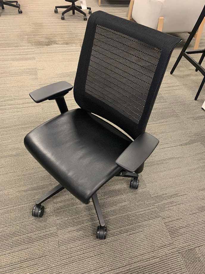 Steelcase Think Task Chair with Black Leather Seat and Mesh Back ...